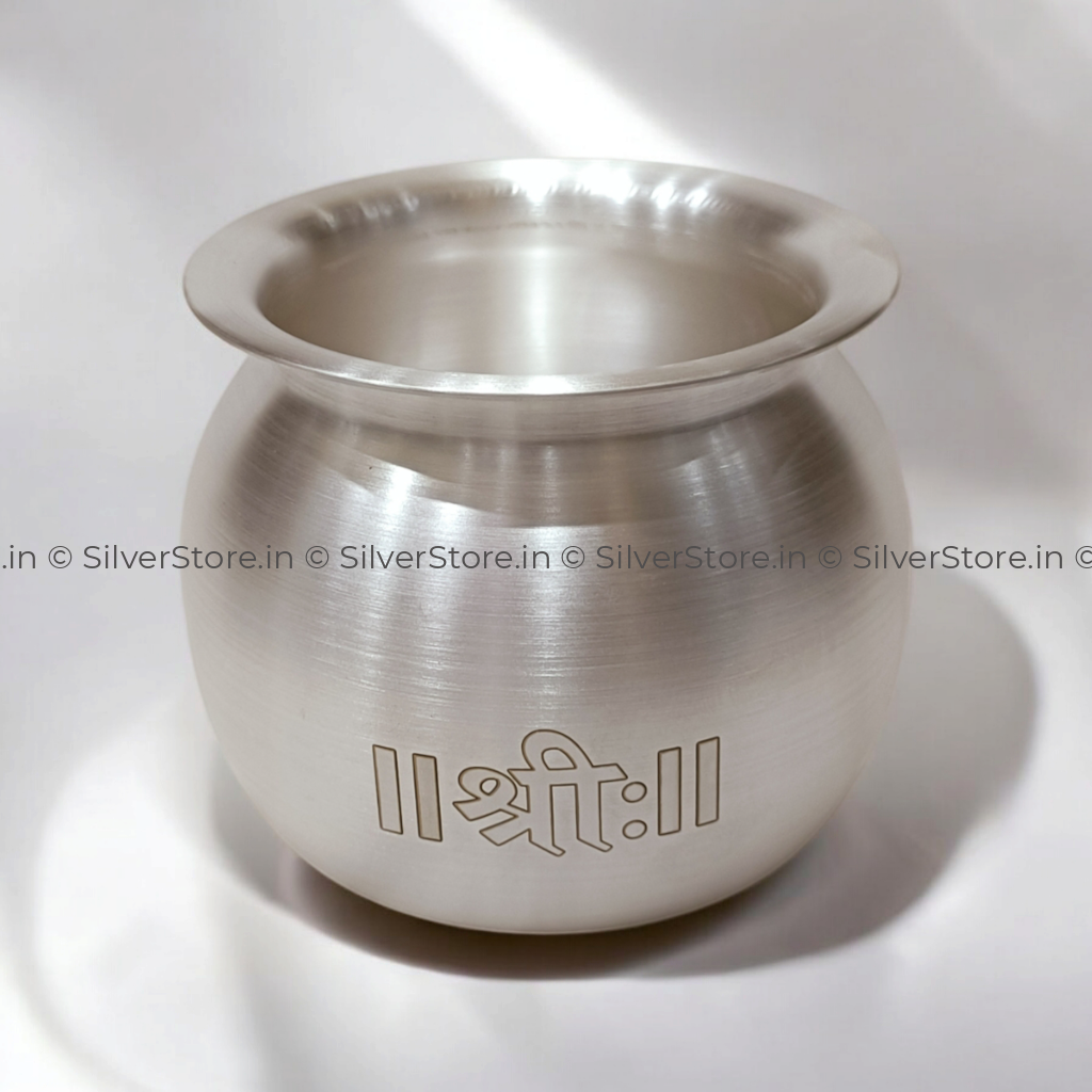 Pure Silver Kalash with shree engraving - 990 Silver BIS Hallmark ...