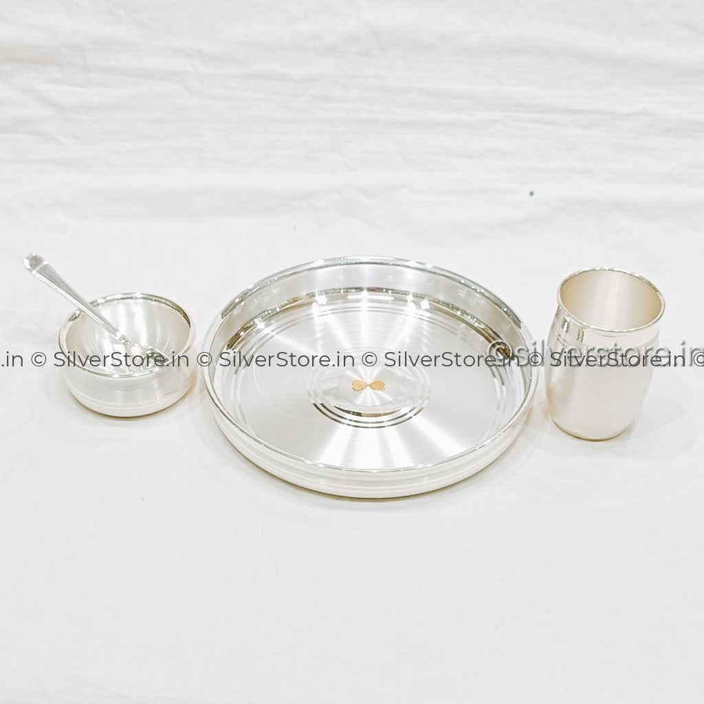 999 Pure Silver Dinner Set (Thali Set) with 990 HUID BIS Hallmark ...