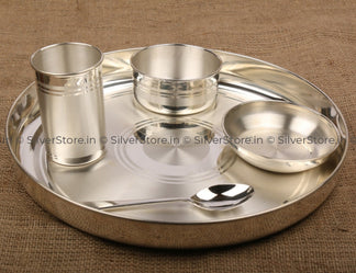 Buy Pure Silver Thali Dinner Set Online India | 990 BIS Hallmarked ...