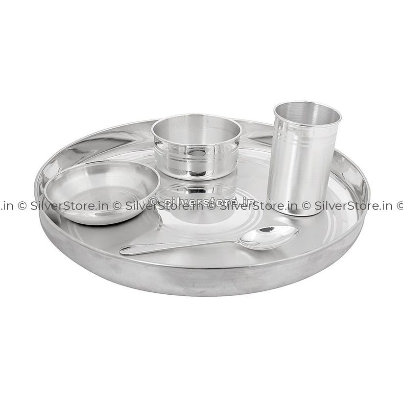 Buy Pure Silver Thali Dinner Set Online India | 990 BIS Hallmarked ...