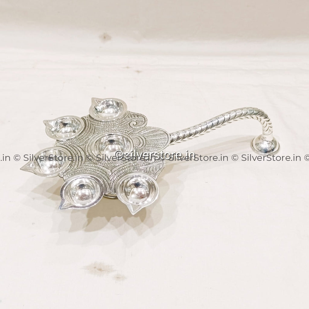 Silver panchaarti/ silver 5 diya aarti - 925 silver – SilverStore.in
